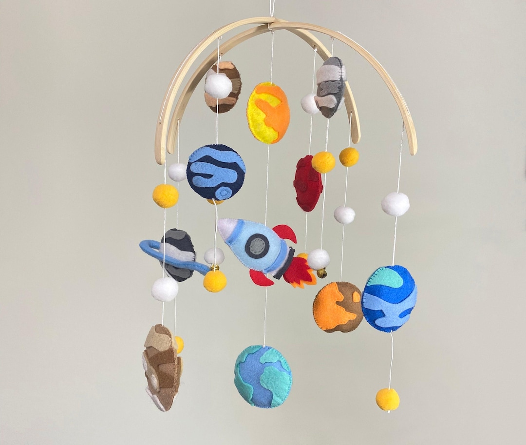 Baby Mobile Solar System - Felt Spaceship and Planets Crib Mobile ...