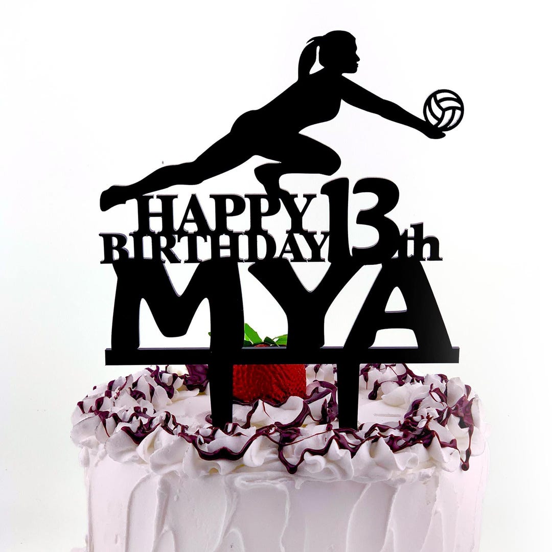 Volleyball Cake Topper, Birthday Cake Topper, Female Volleyball Player ...