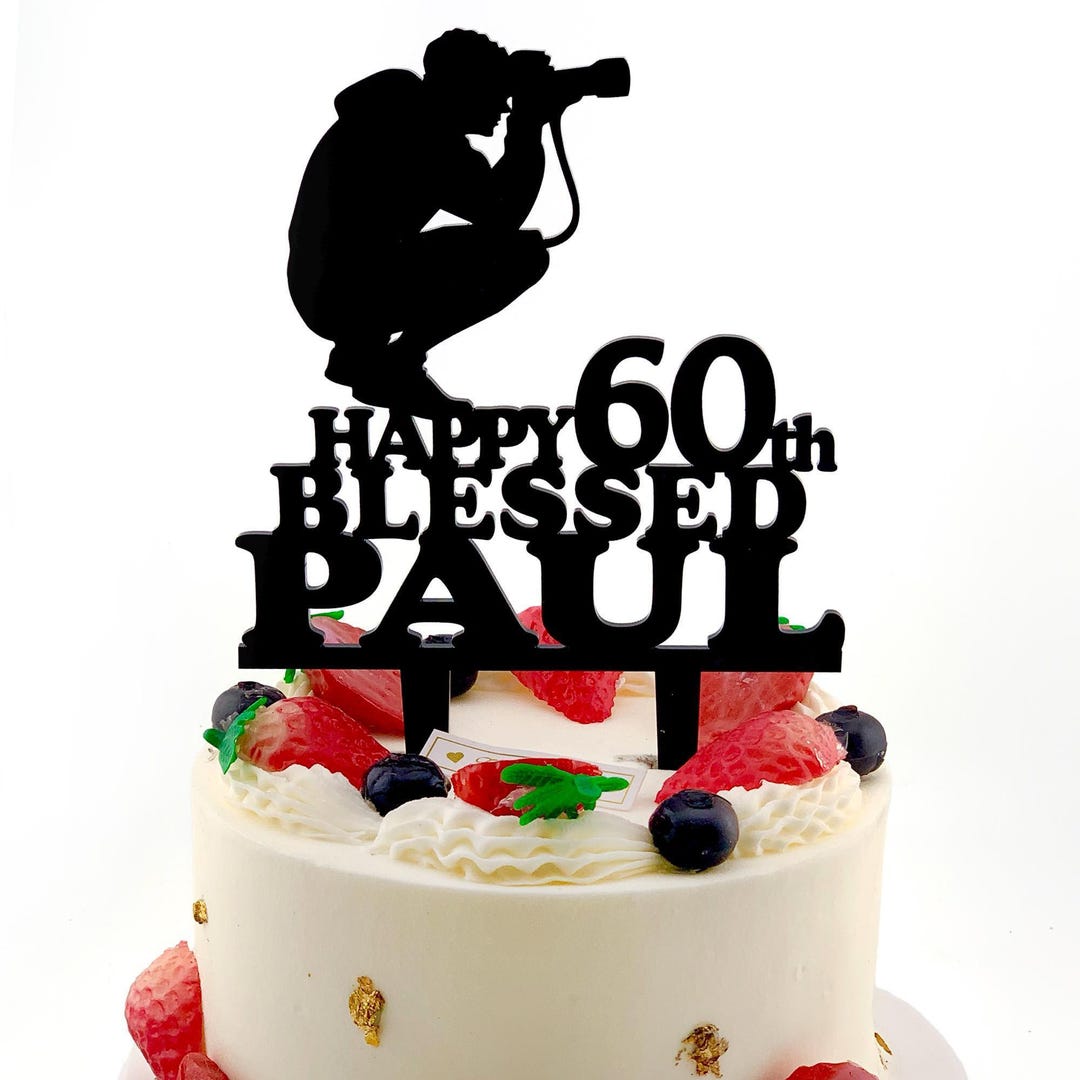 Custom Name and Age Photographer Birthday Cake Topper, Personalized ...