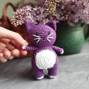 Purple Crochet Cat Plushie, Stuffed Cat Plush Toy, Gift for Kids - Etsy