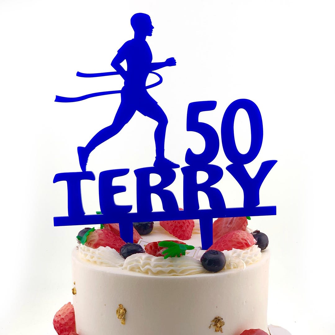 Male Runner Birthday Cake Topper, Custom Running Man Cake Topper ...