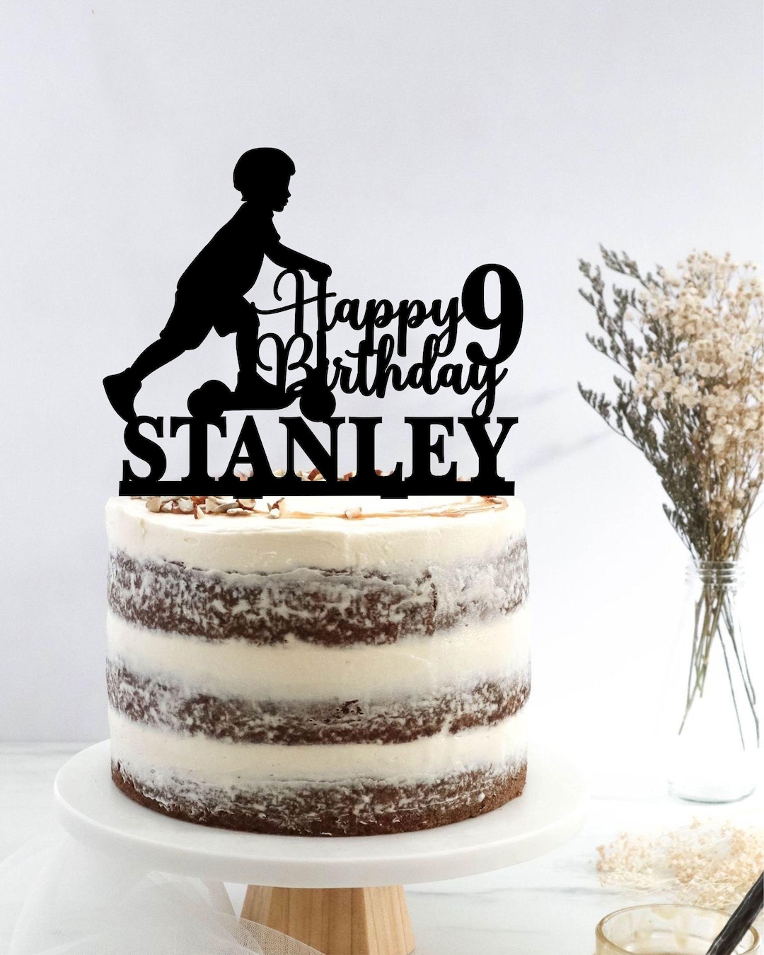 Kick Scooter Birthday Cake Topper: Custom Name, Acrylic or Wood - Etsy