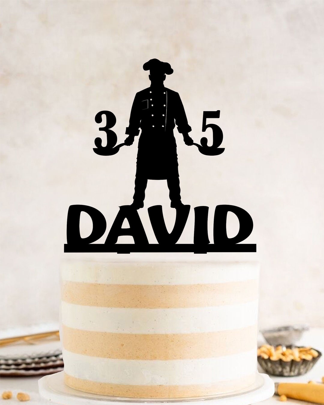 Chef Birthday Cake Topper, Custom Cake Topper for Chef, Funny Chef Cake ...