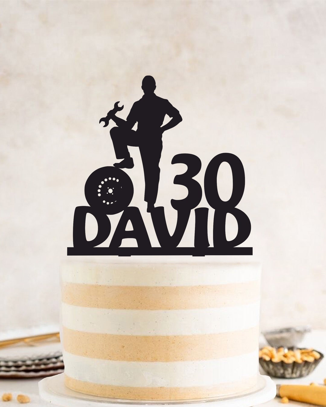 Mechanic Birthday Cake Topper, Personalised Car Mechanic Topper, Wrench ...