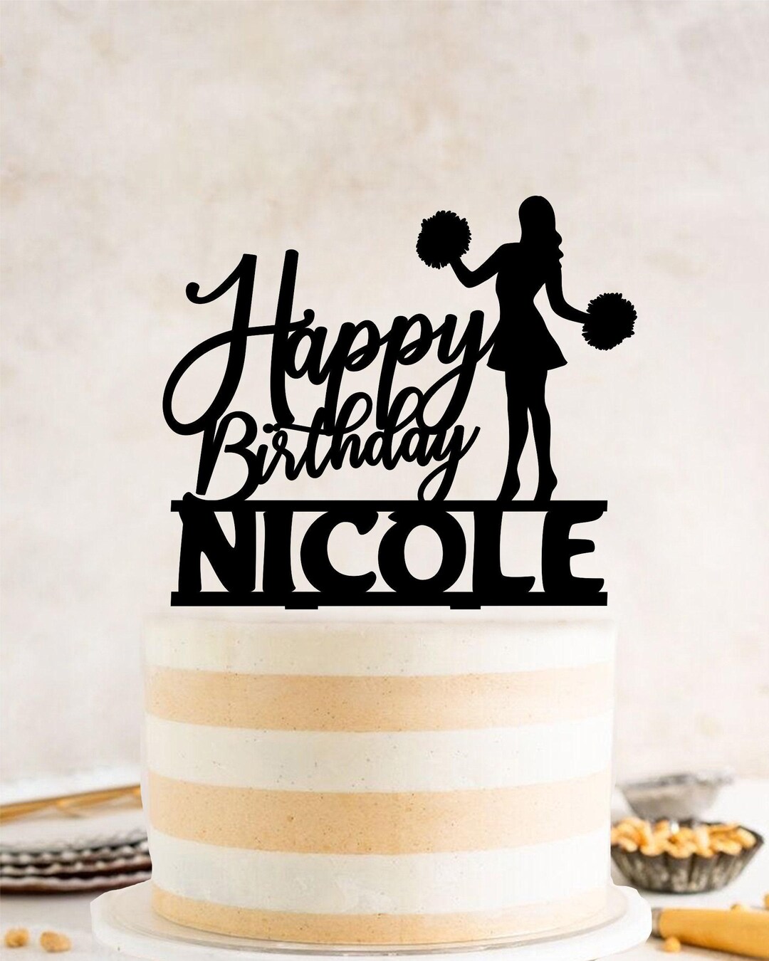 Cheerleader Cake Topper, Personalized Cheer Cake Topper, Cheerleader ...