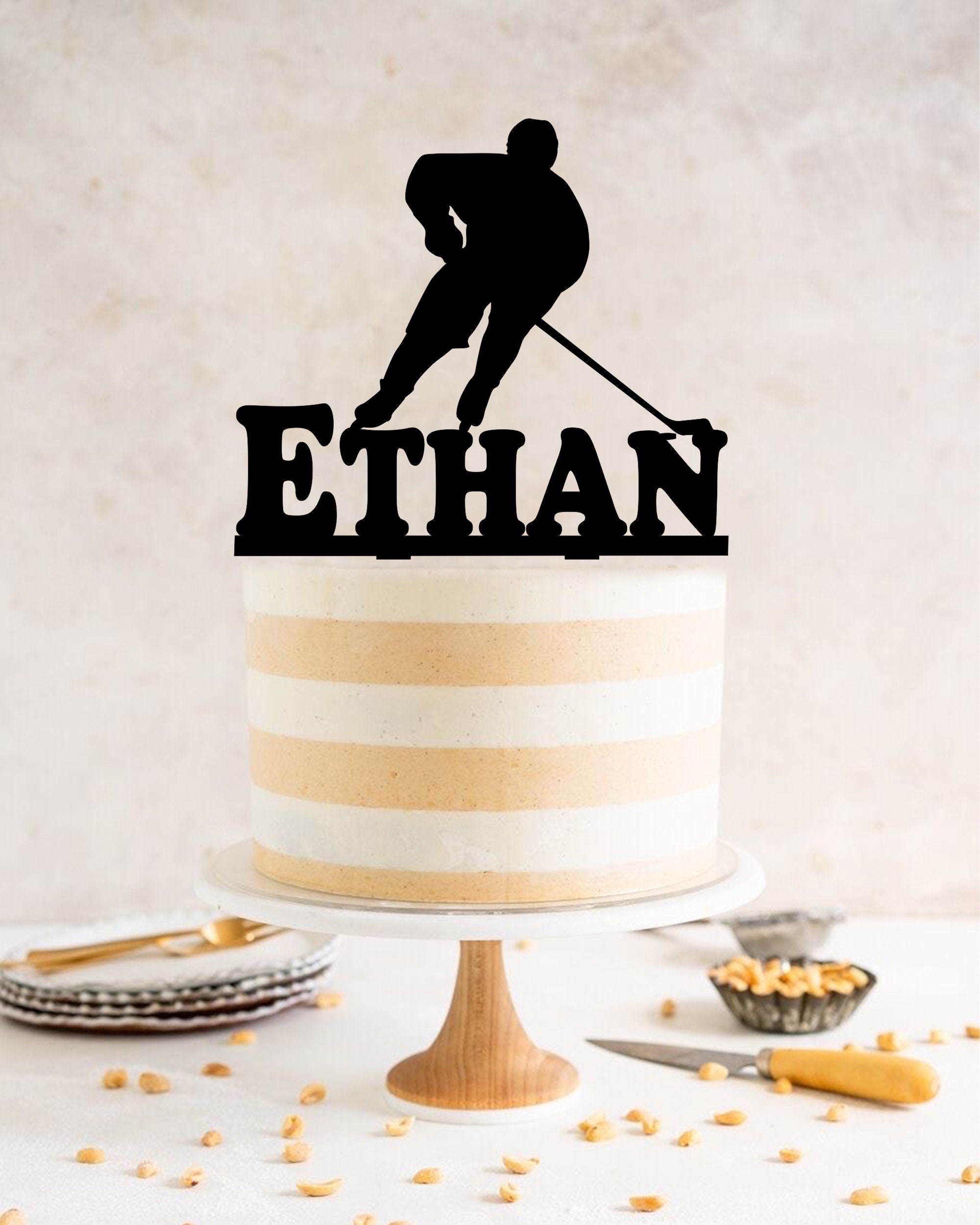 Hockey Player Cake Topper, Hockey Theme Topper, Hockey Birthday Cake ...