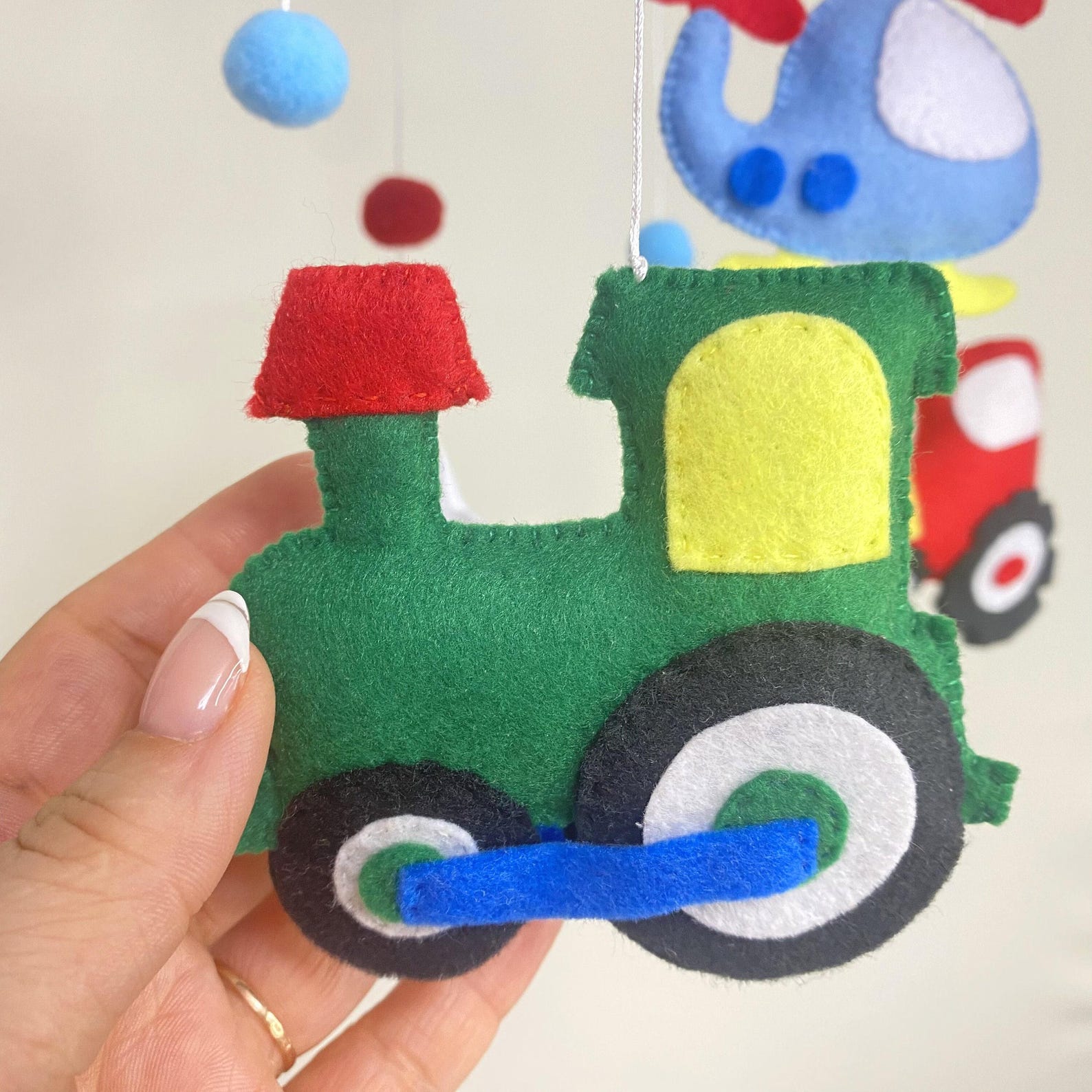 Felt Tractor & Car Baby Mobile: Handmade Nursery Decor - Etsy