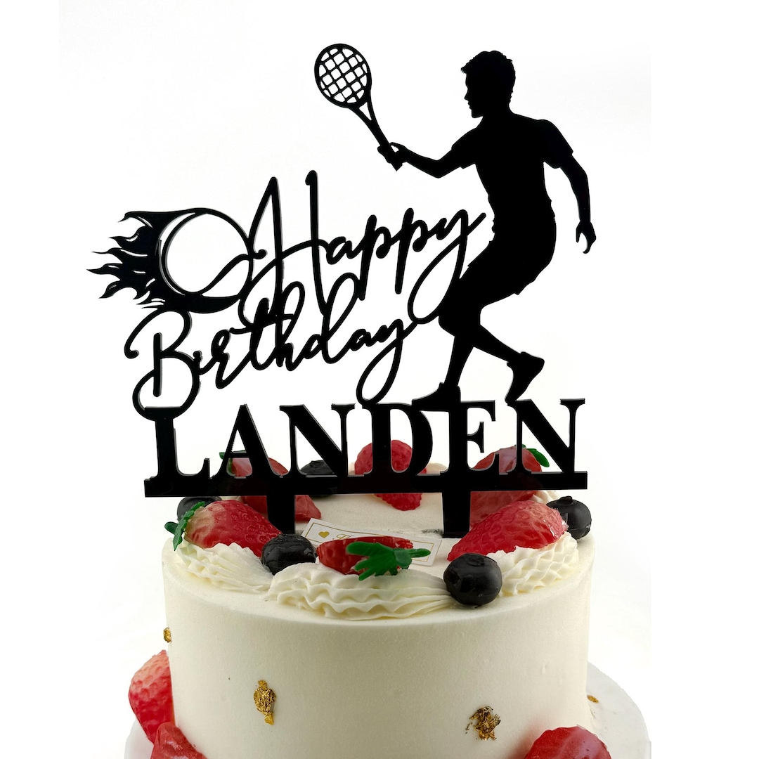 Tennis Player Birthday Cake Topper, Customized Tennis Cake Topper With ...