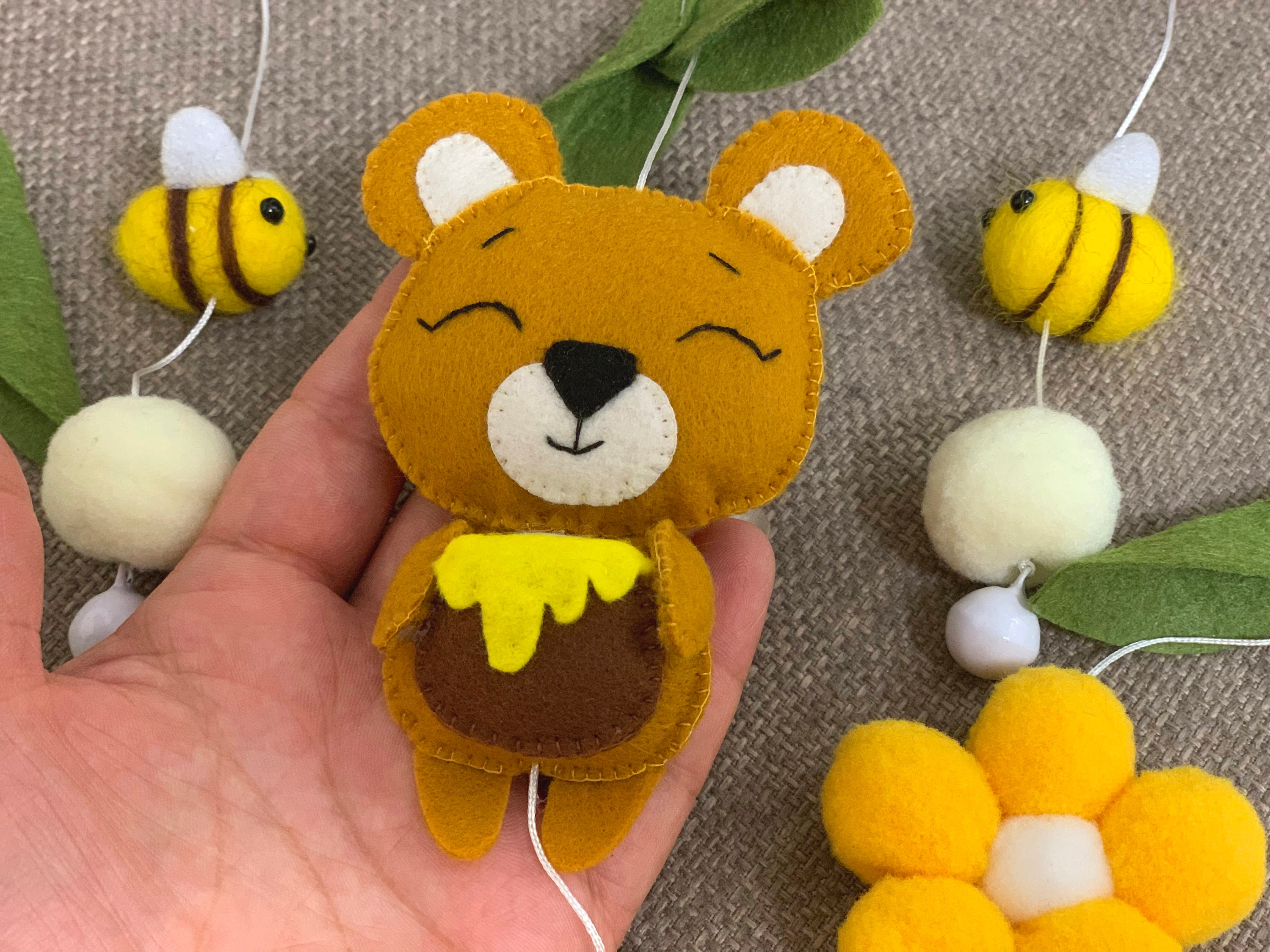 Bear Mobile, Bee Mobile, Bumblebee Flowers, Felt Mobile Honey Bee ...