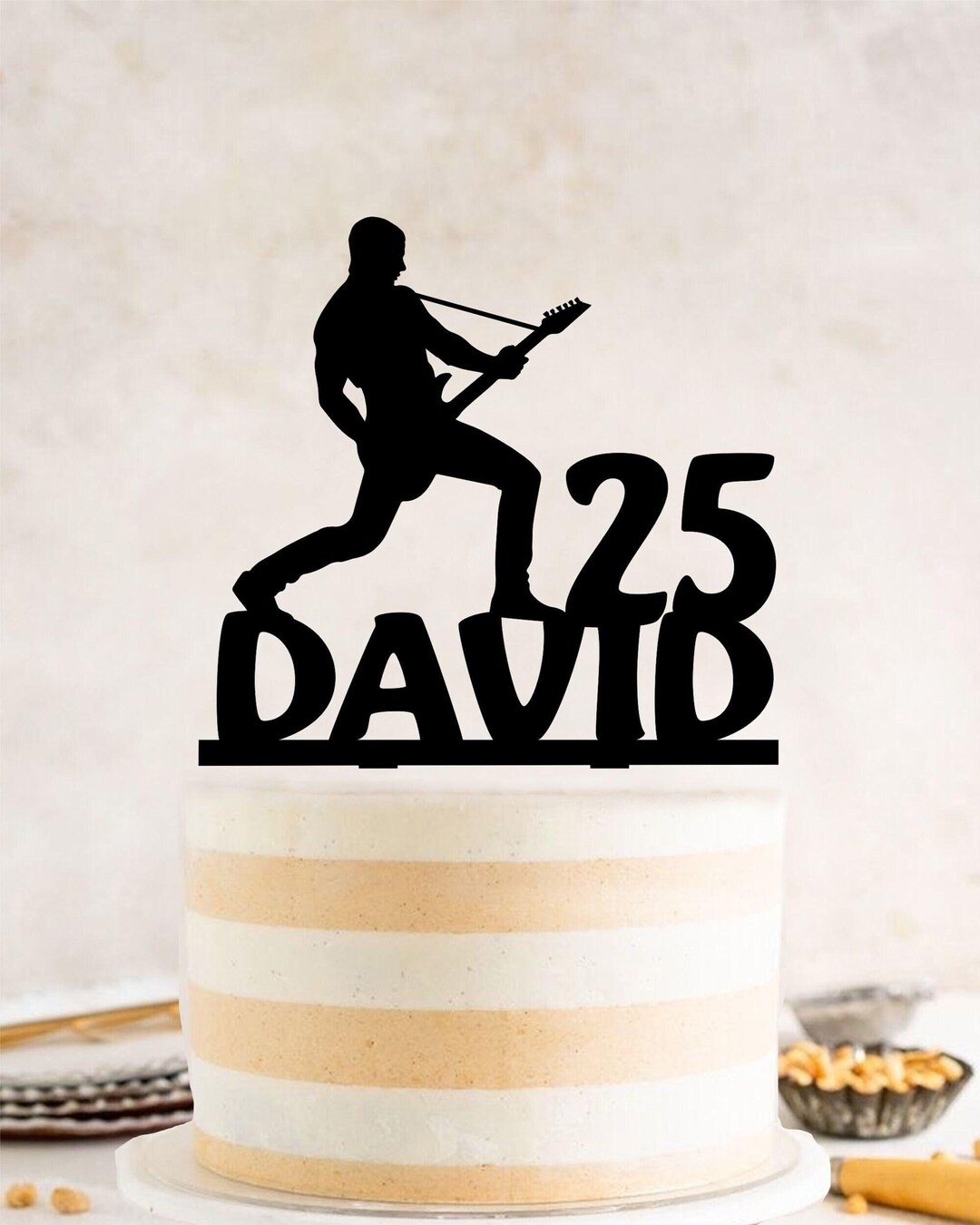 Guitarist Birthday Cake Topper, Guitar Cake Topper, Hard Rock Fan ...