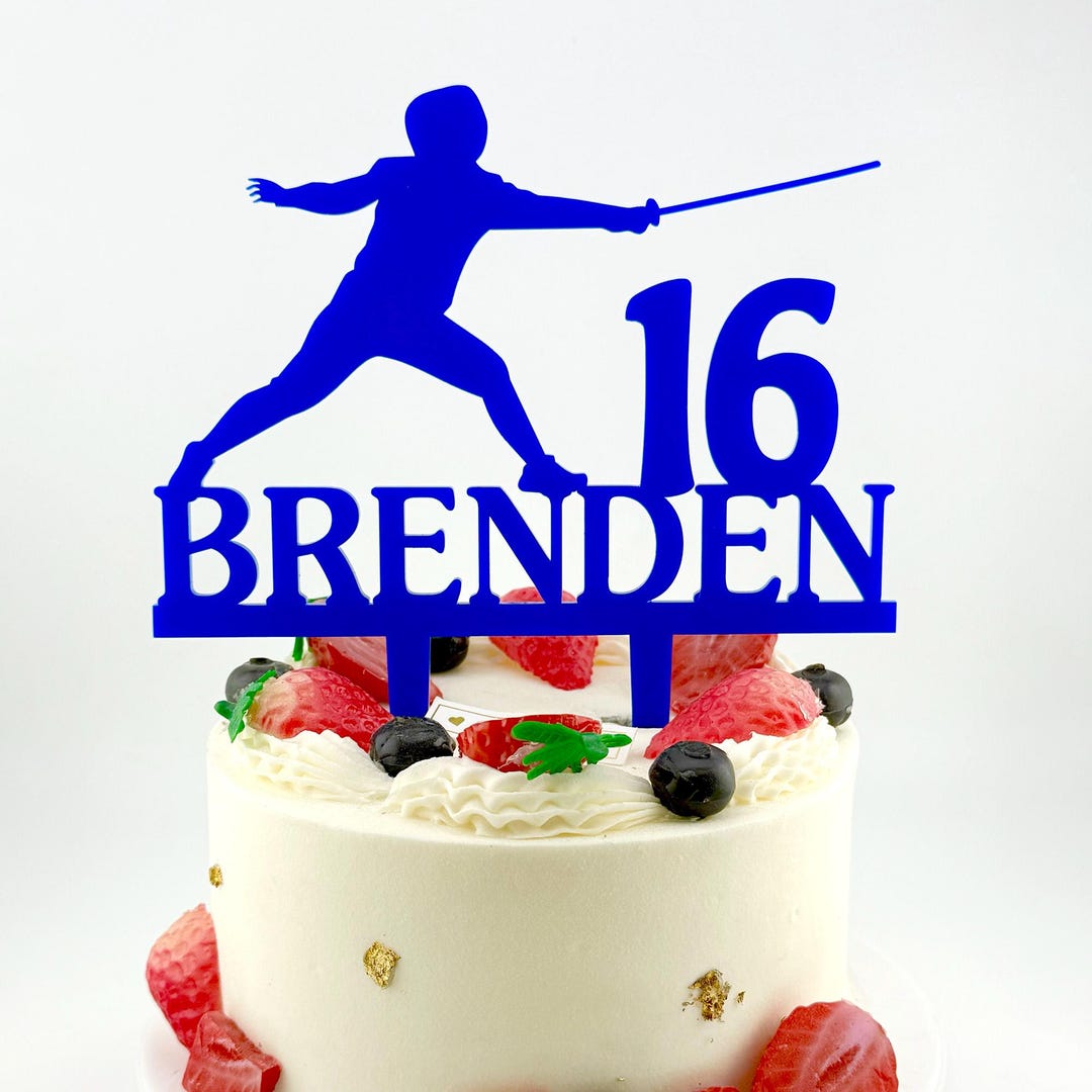 Fencing Birthday Cake Topper With Name, Personalised Cake Topper ...