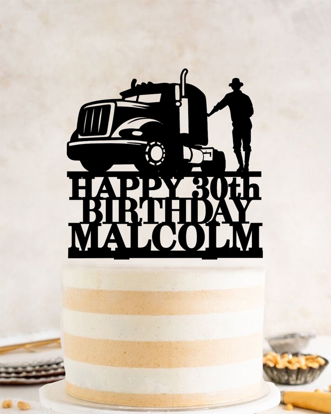 Trucker Birthday Cake Topper, Truck Driver Cake Topper, Topper for Man ...