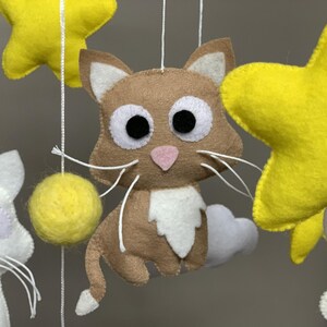 Baby Mobile Cats and Stars. Crib Toy Felt Mobile Cats. Crib Mobile ...