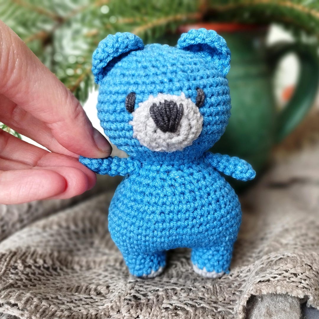 Light Blue Crochet Bear Plushie, Handmade Bear Plush Toy, Gift for Baby ...