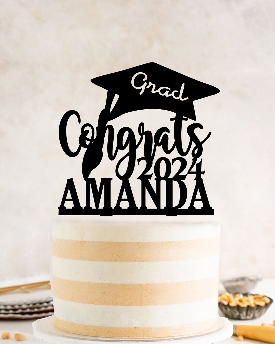 Custom Graduation Cake Topper, Graduation Party Cake Topper, Congrats ...