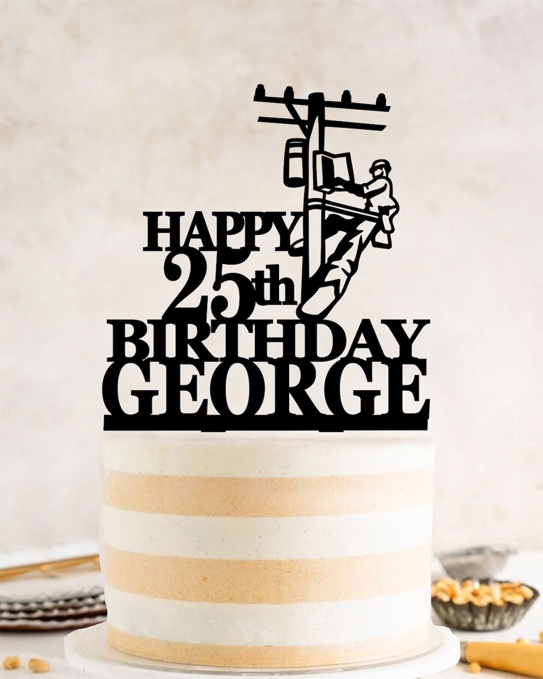 Electrician Lineman Birthday Cake Topper, Lineman Cake Topper ...