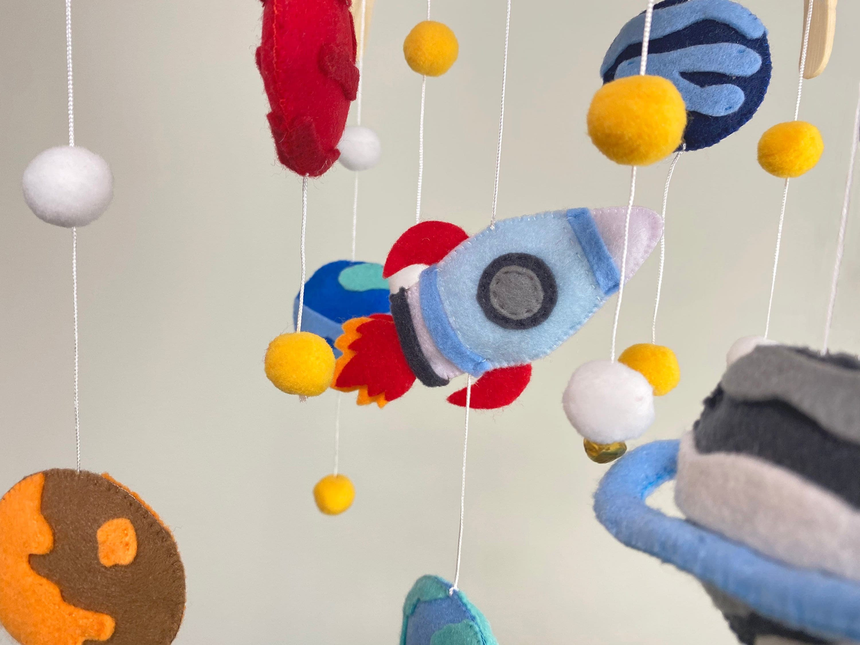 Solar System Baby Mobile Felt Spaceship and Planets Crib Decoration ...