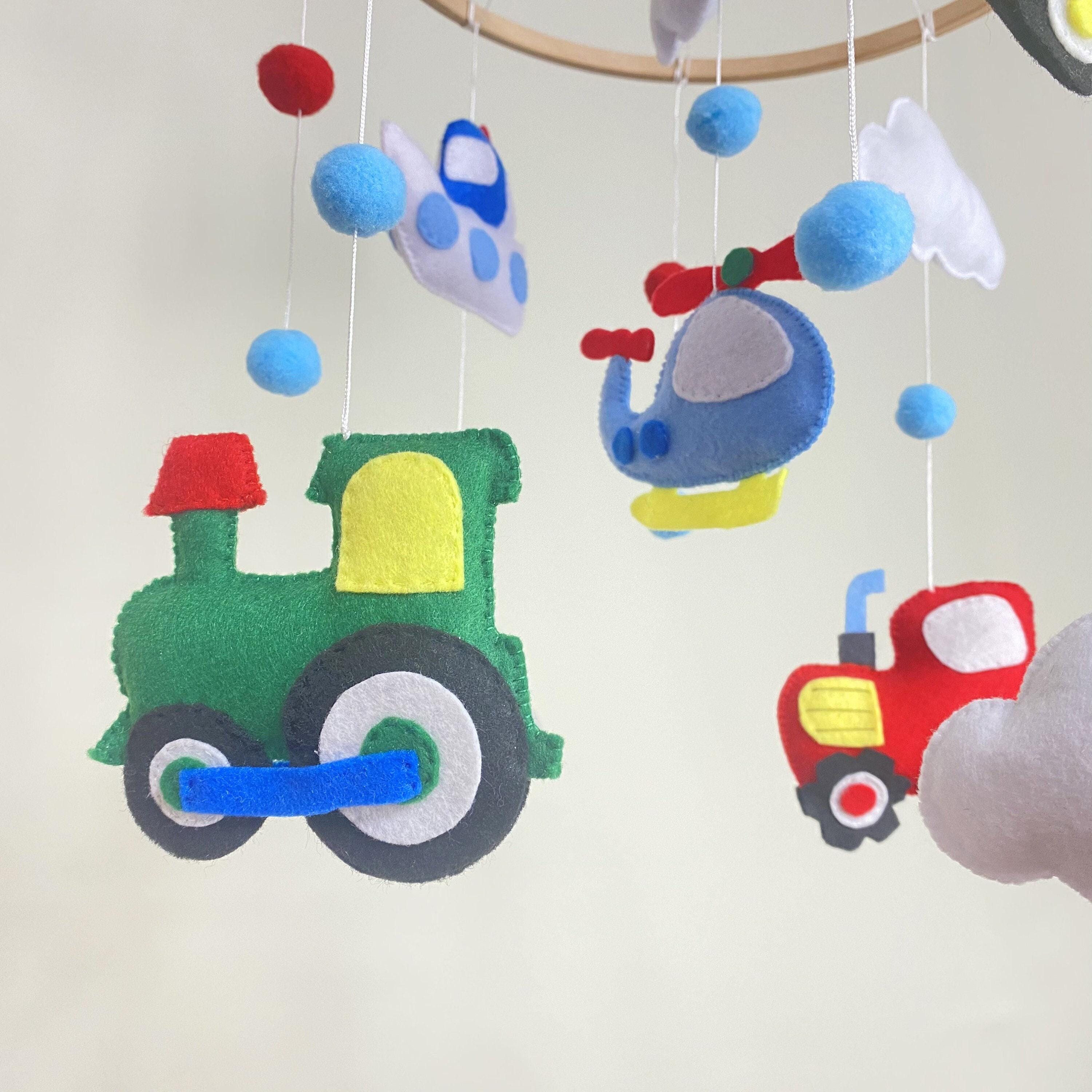 Felt Tractor & Car Baby Mobile: Handmade Nursery Decor - Etsy