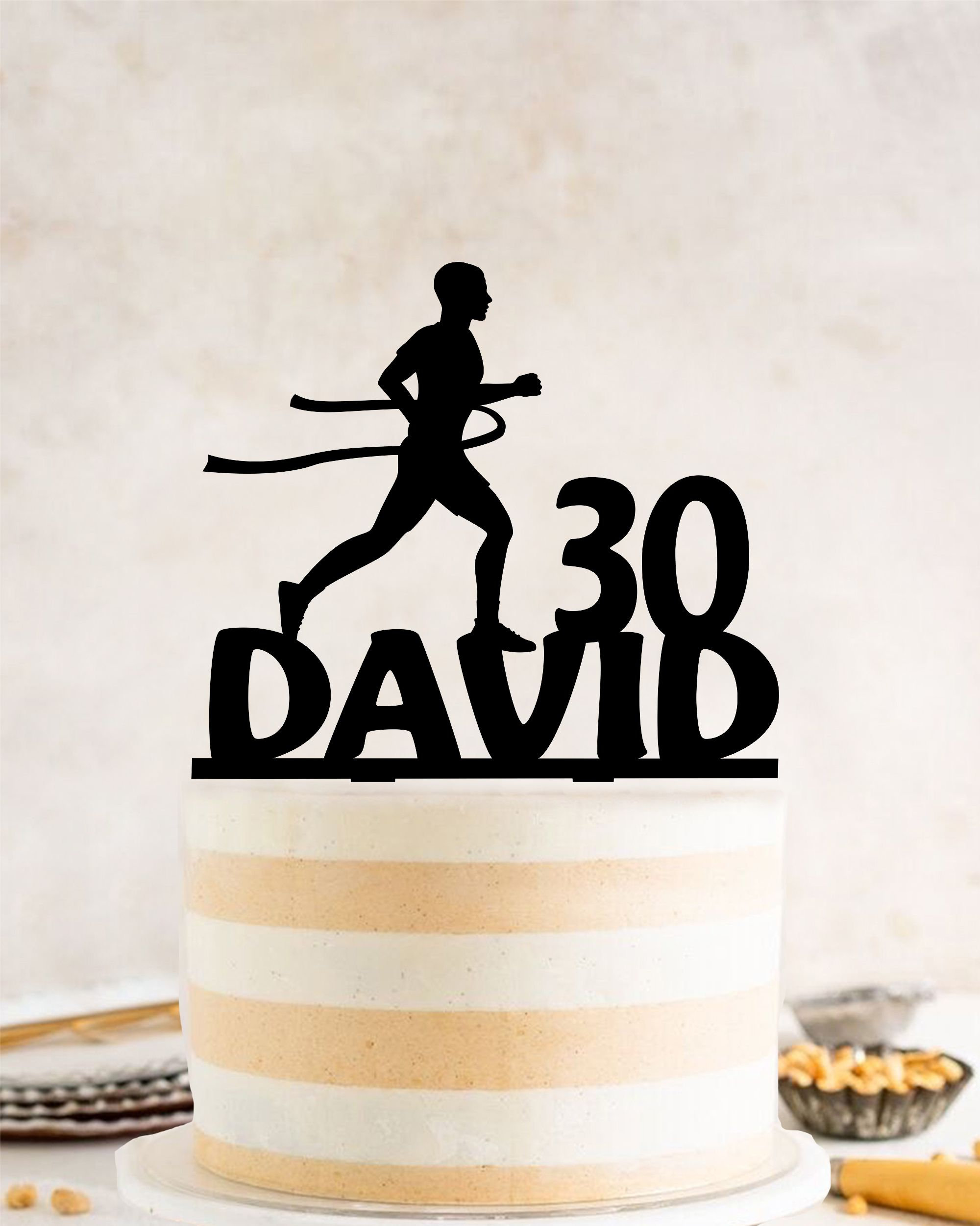Male Runner Birthday Cake Topper, Custom Running Man Cake Topper ...
