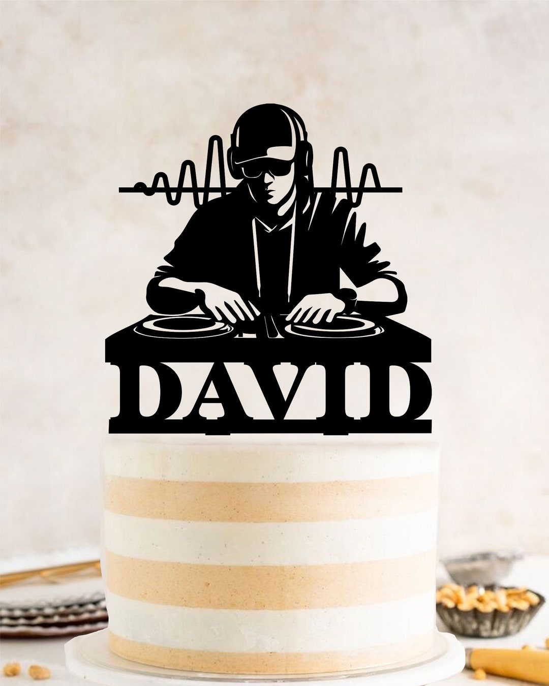 DJ Cake Topper, DJ Birthday Cake Topper, Disk Jockey Birthday, Happy ...