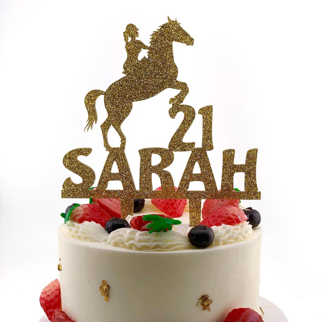 Horse Jumping Birthday Cake Topper: Equestrian Cowgirl Party Decoration ...