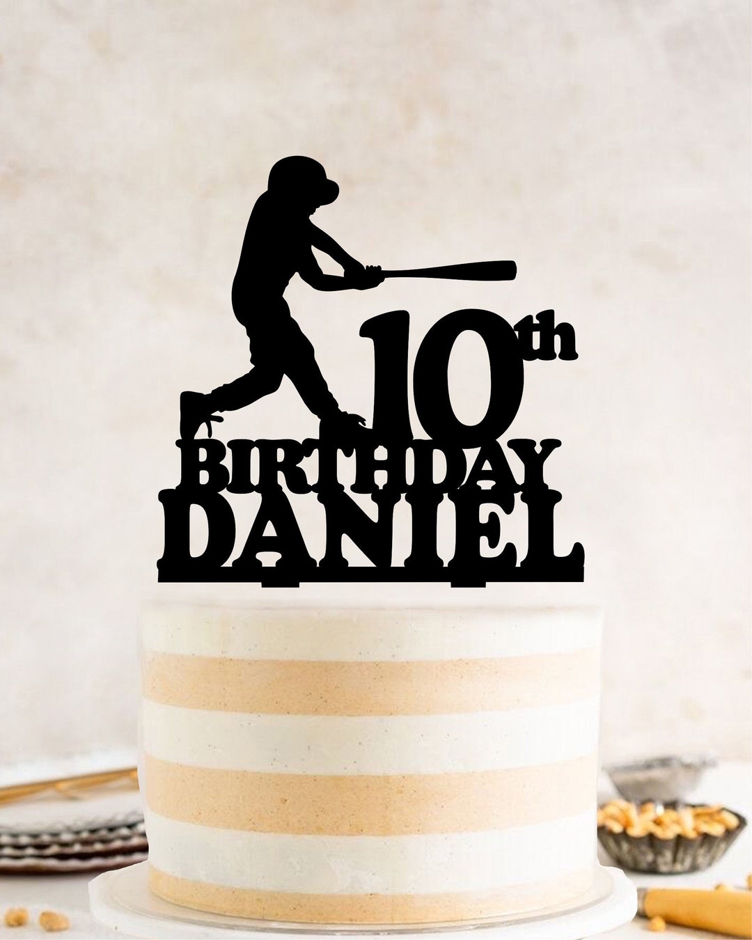 Baseball Birthday Cake Topper, Baseball Cake Topper, Baseball Player ...