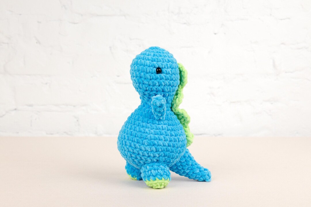 Blue Crochet Dinosaur Amigurumi, Cute Dinosaur Plushie, Dino Lover Gift ...