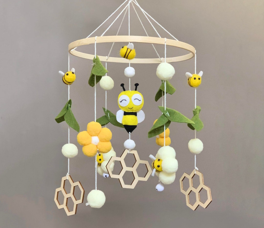 Bee Mobile, Bees in Forest Flowers, Honeycomb With Bees, Gift for ...