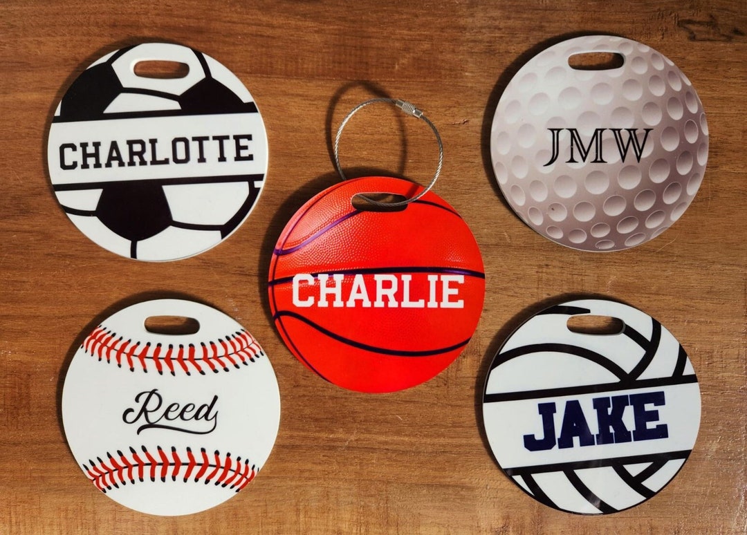 Custom Bag Tag for Sports Personalize Your Gear Baseball Tag Basketball ...