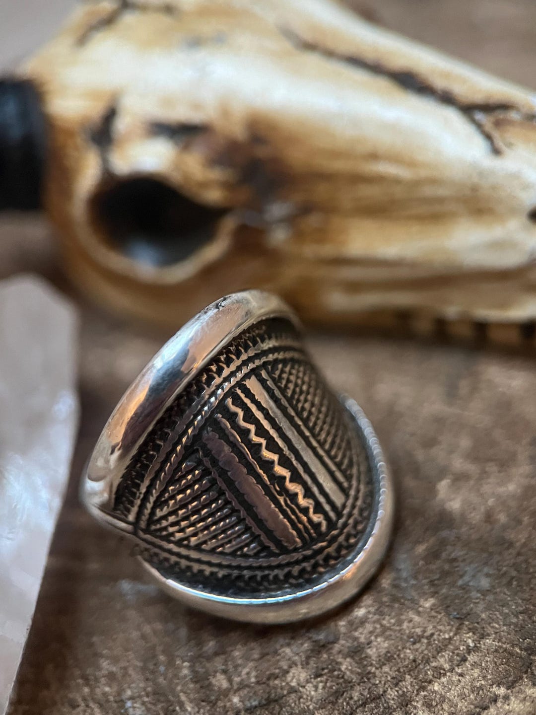 Rounded Signet Ring in Solid Silver Tuareg Amazigh Craftsmanship Boho ...
