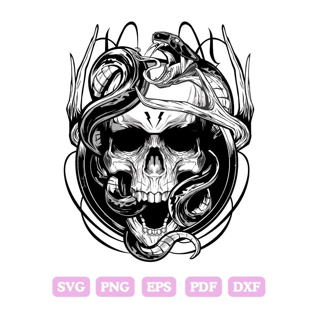 Skull Snake Svg, Snake Skull Svg, Skull Svg, Snake Svg, Skull Clipart ...