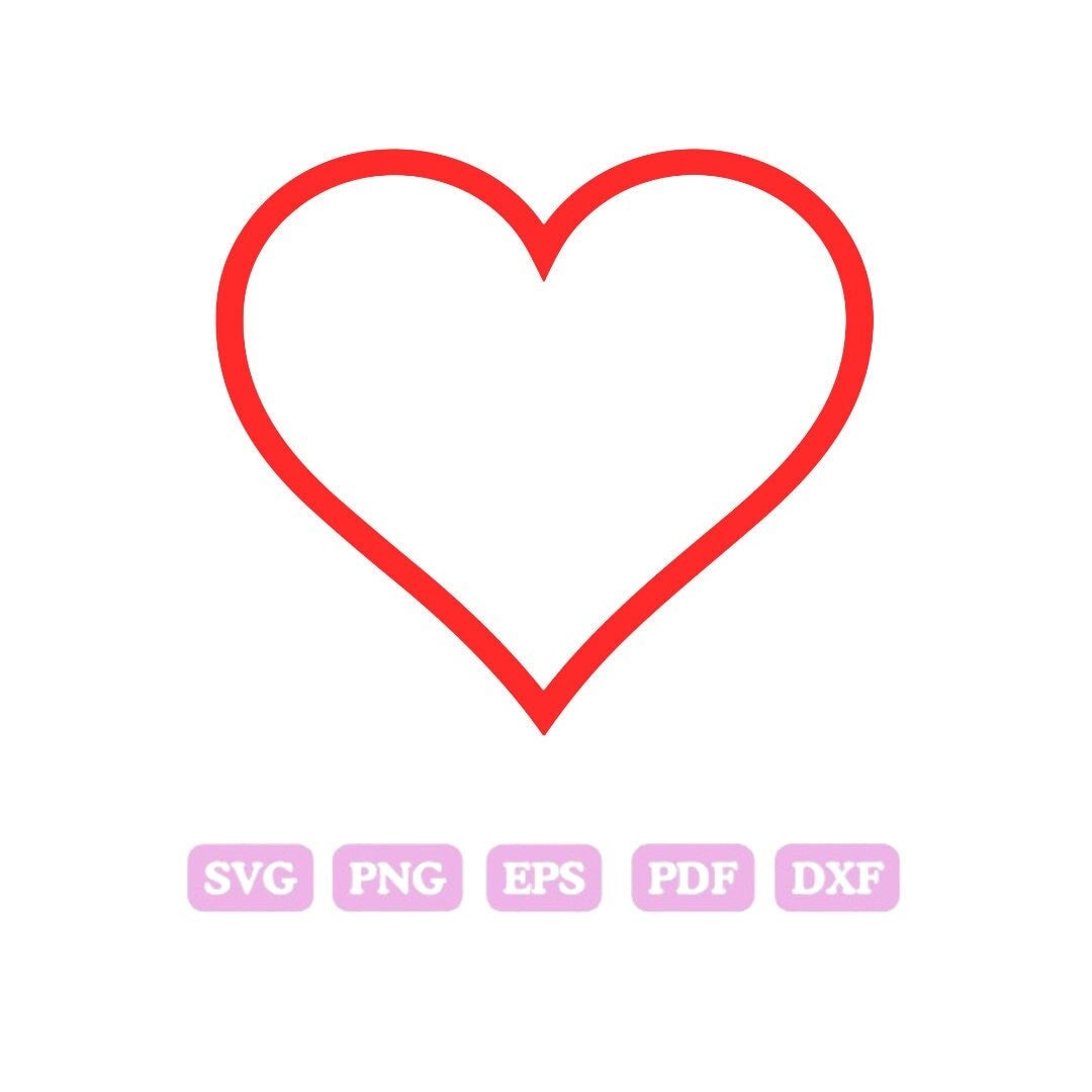 Red HEART Outline Design, Simple Heart DOWNLOAD Hand Drawn Heart, Svg ...