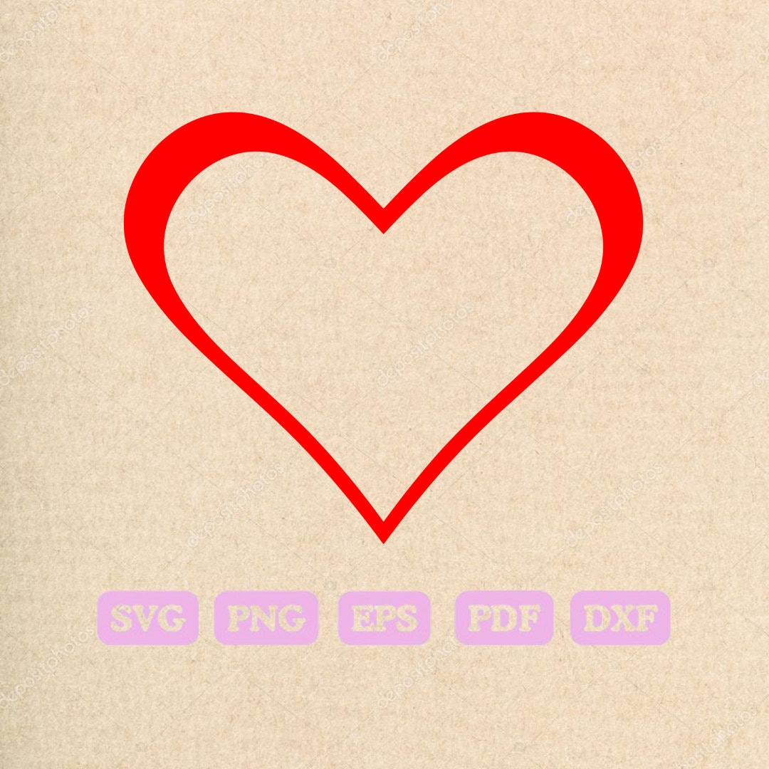 Red HEART Outline Design, Simple Heart DOWNLOAD Hand Drawn Heart, Svg ...
