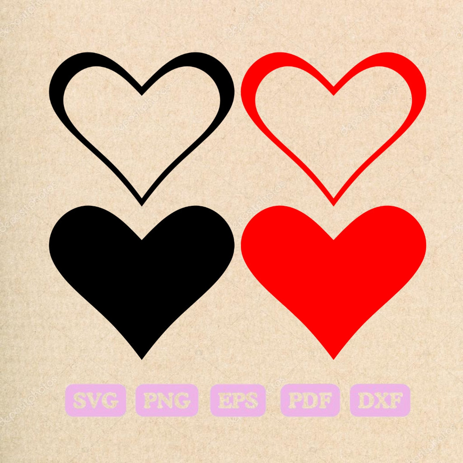 Hearts Svg Bundle, Love Svg, Heart Clipart, Heart Outline Svg, Heart ...