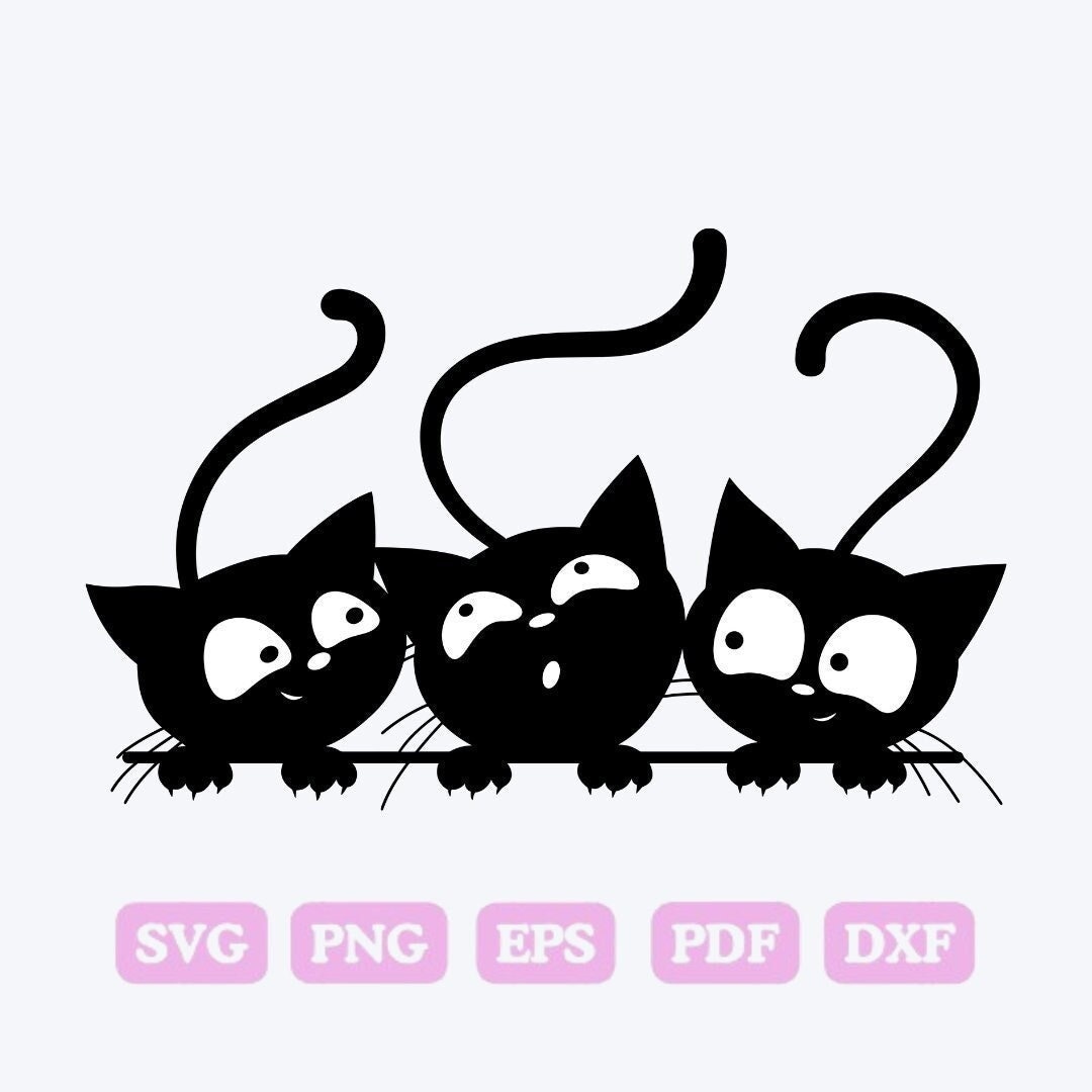 SVG Three Black Cats Sublimation Instant Download Cut File for Cricut ...