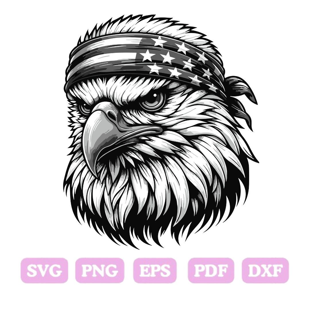 Eagle Head SVG File, Eagle Head DXF, Eagle Head Png, Bald American ...