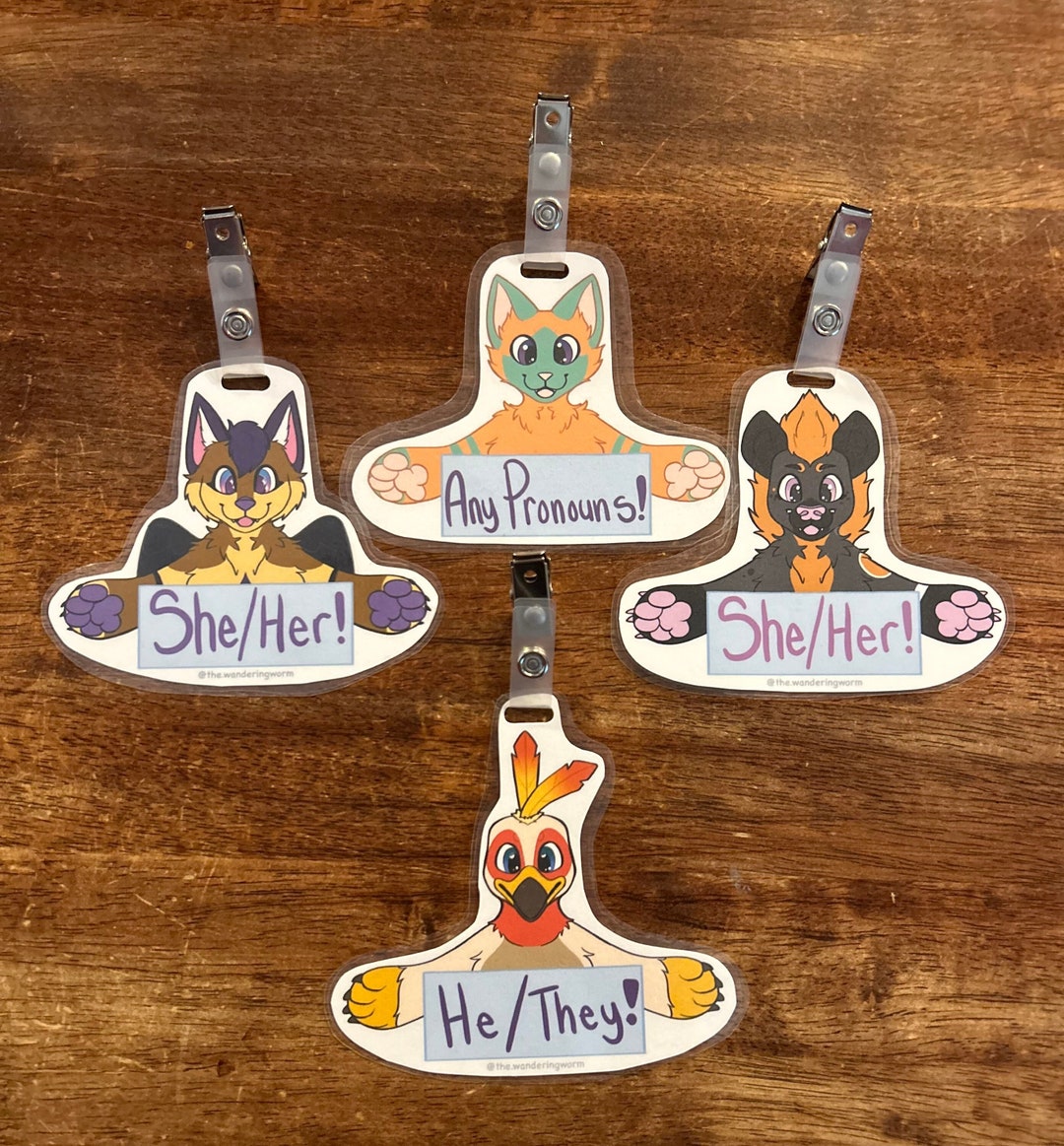 Custom Pronoun Fursuit Badge YCH Badge Furry YCH Pronoun Badge - Etsy