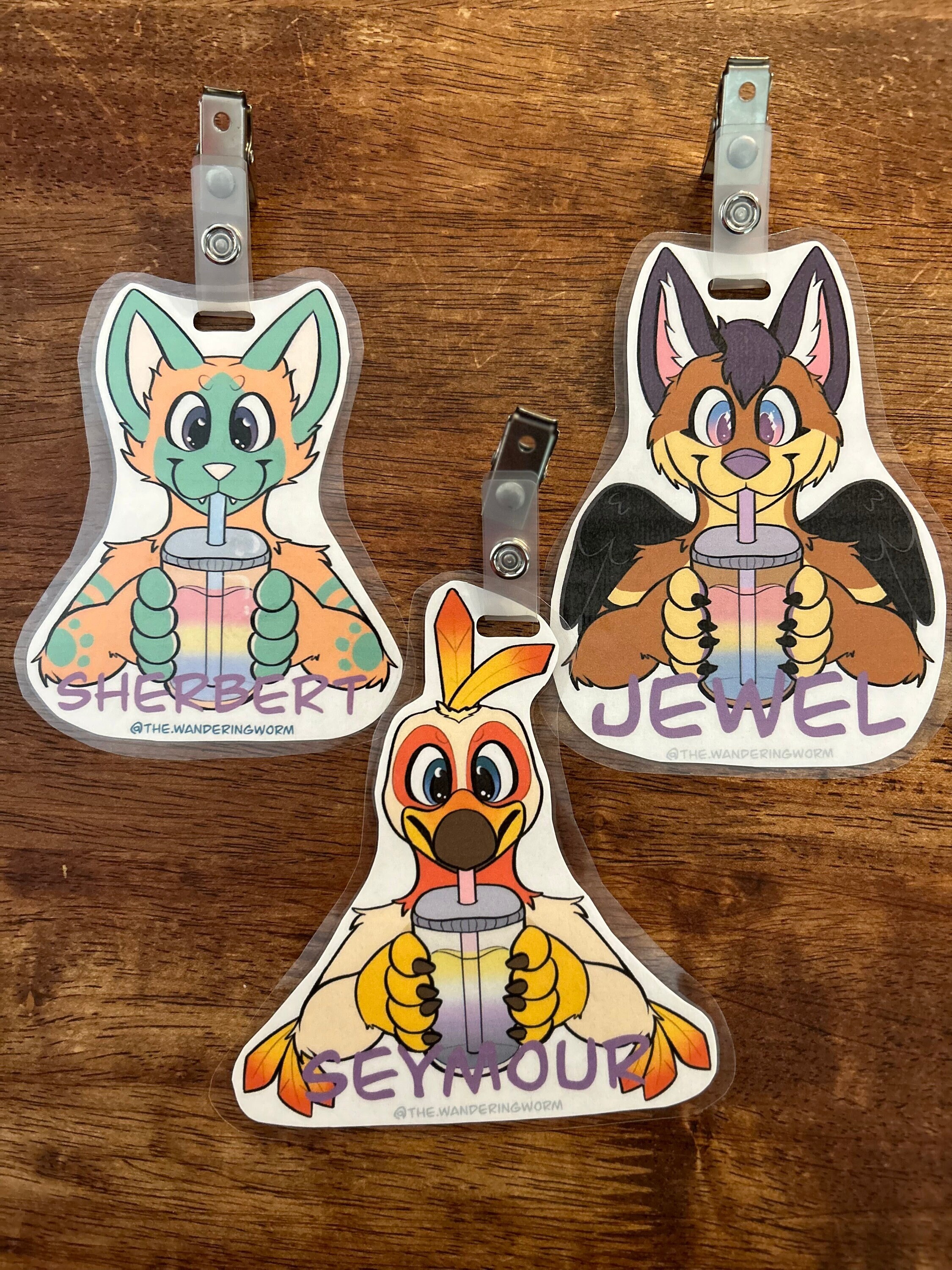 Custom Drink Fursona Badge Furry YCH Fursuit Badge - Etsy