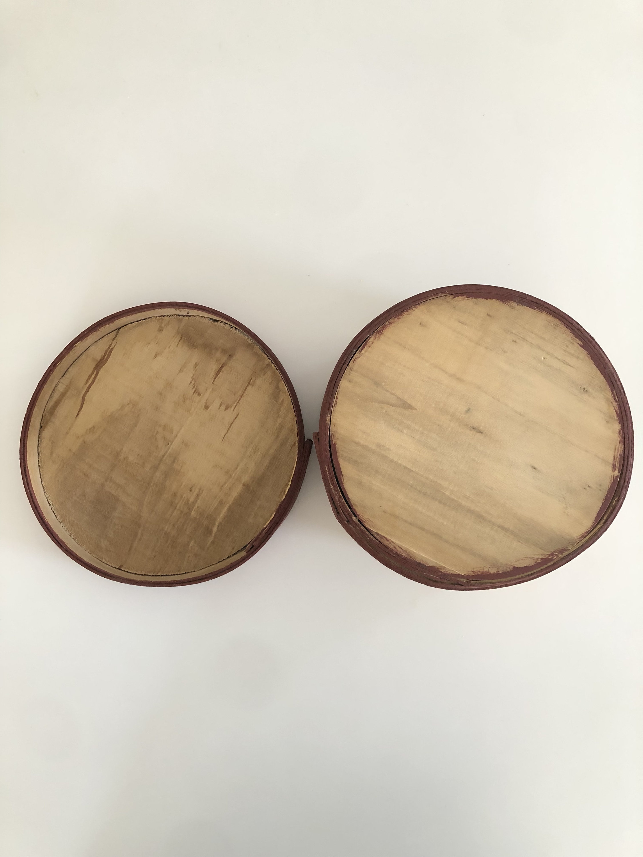 Old Shaker-style Round Hand Painted Wooden Box With Banded Lid - Etsy