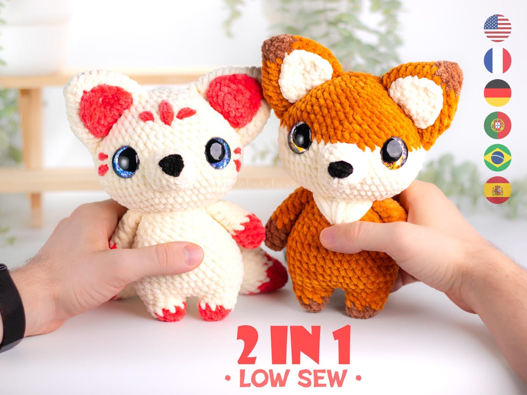 Fox and Kitsune Low-sew Amigurumi Crochet Pattern US Terms PDF - Etsy