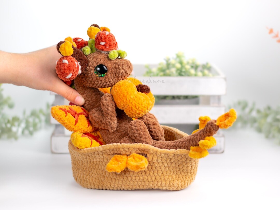 Autumn Dragon in a Basket Amigurumi Crochet Pattern US Terms PDF - Etsy