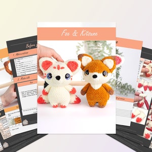 Fox and Kitsune Low-sew Amigurumi Crochet Pattern US Terms PDF - Etsy