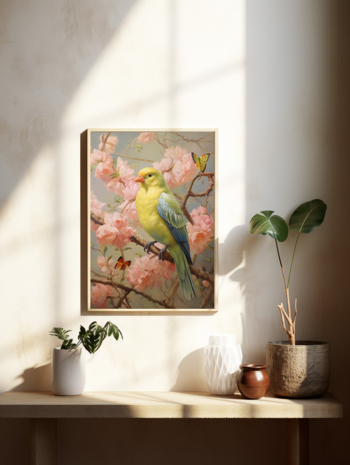 Spring Bird Printable Wall Art, Vintage Oil Painting Style, Farmhouse ...