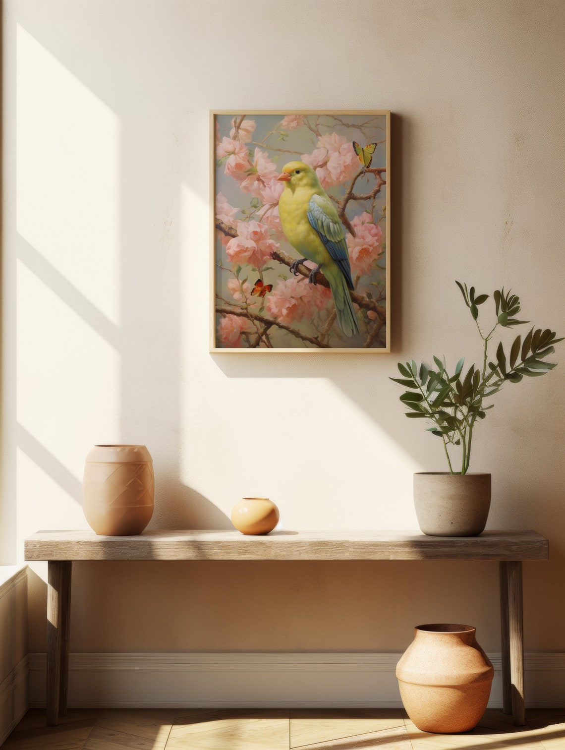Spring Bird Printable Wall Art, Vintage Oil Painting Style, Farmhouse ...