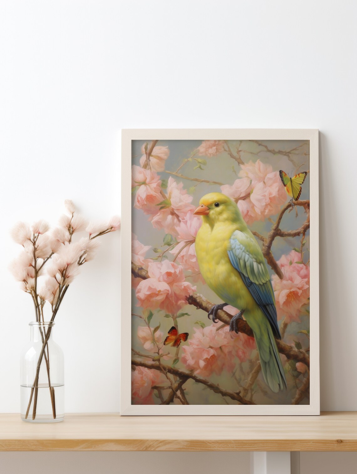 Spring Bird Printable Wall Art, Vintage Oil Painting Style, Farmhouse ...