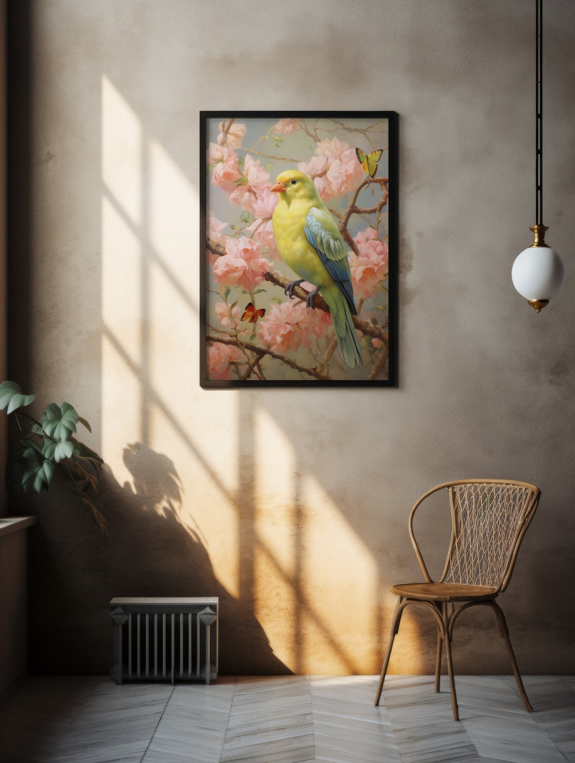 Spring Bird Printable Wall Art, Vintage Oil Painting Style, Farmhouse ...