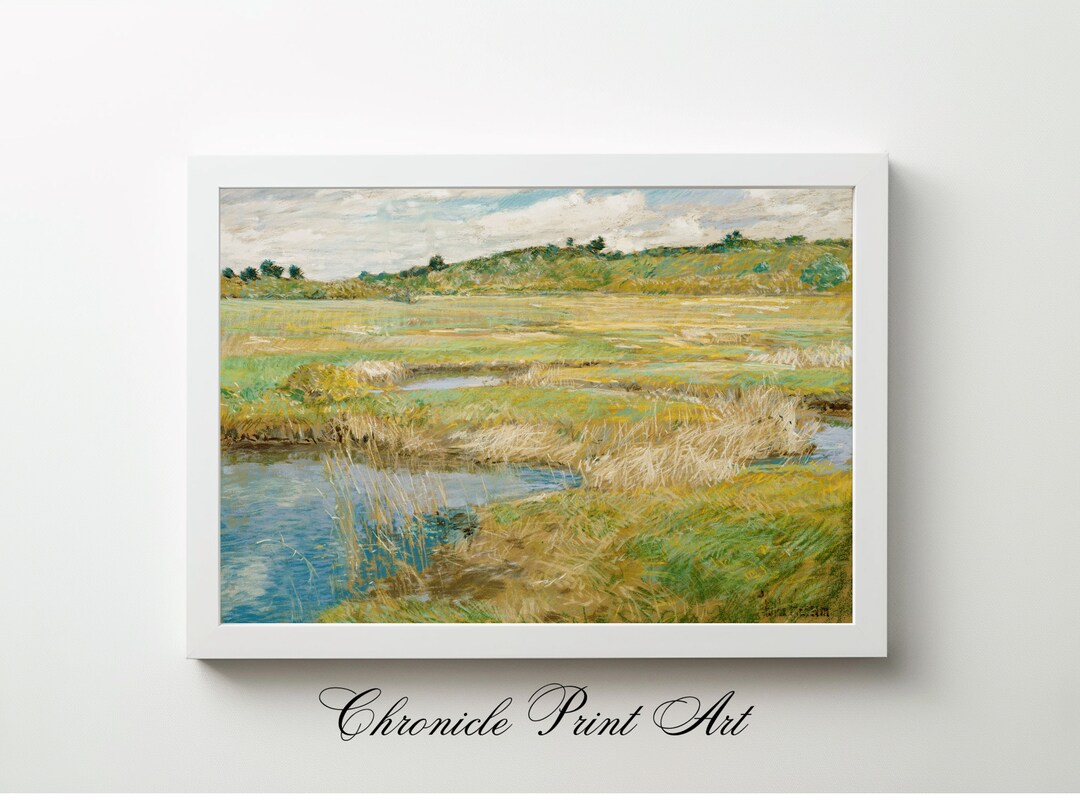 Vintage Wheat Field Marsh Landscape Printable Painting Farmhouse ...