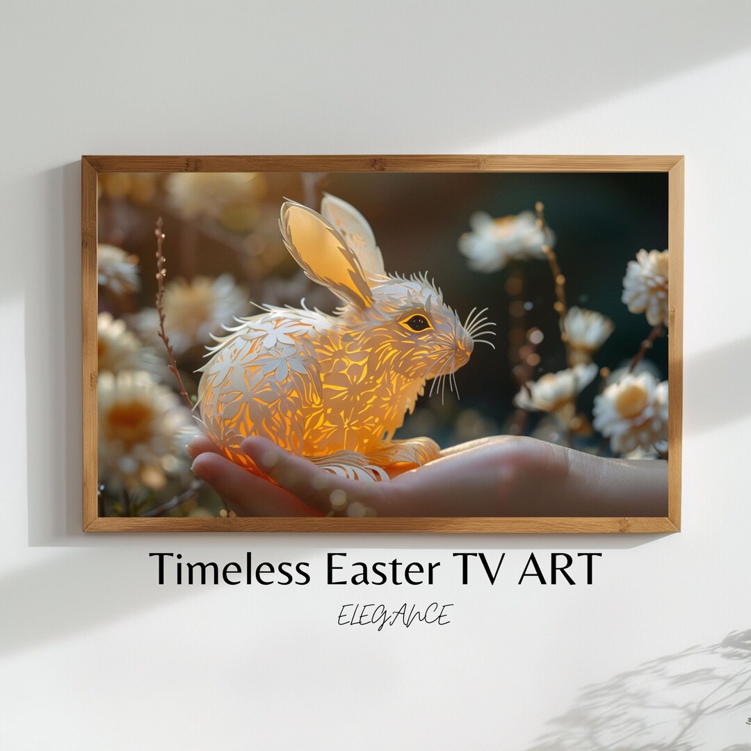 Samsung Frame TV Art, Timeless Papercut Easter Bunny Design, Passover ...