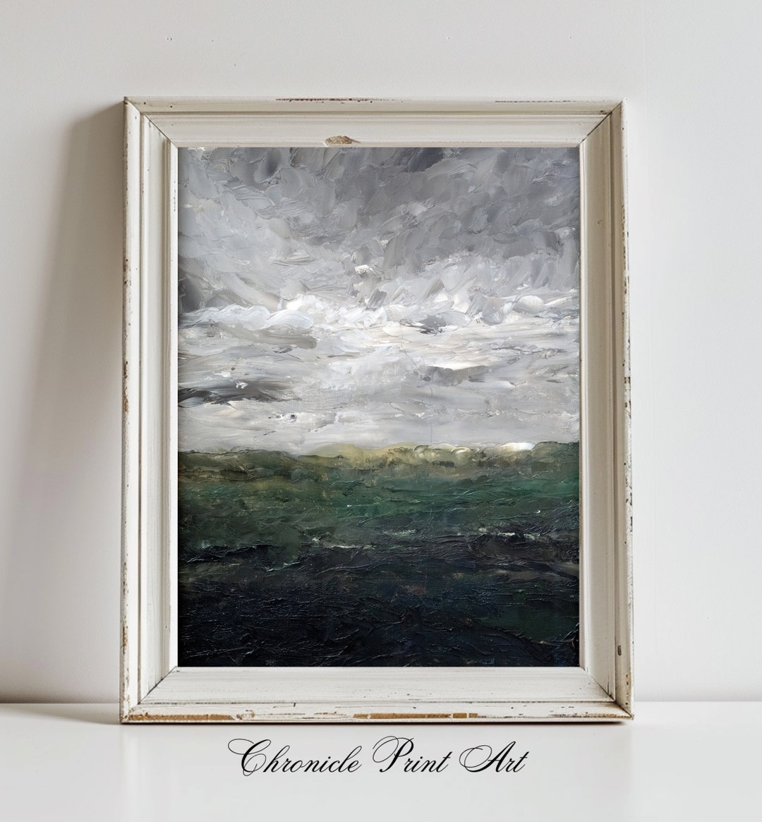 Vintage Impasto Landscape Painting, Rustic Farmhouse Print (digital ...
