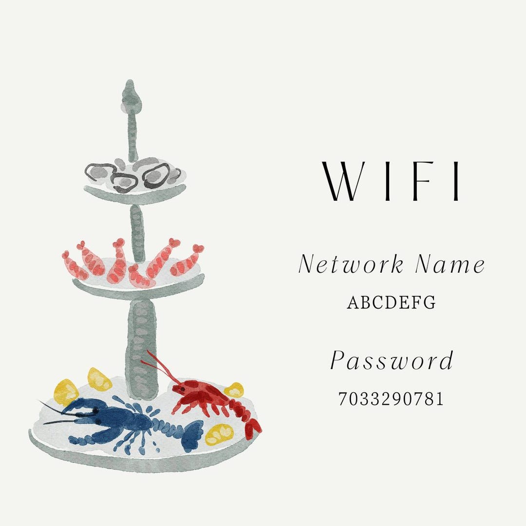 Coastal Custom Wifi Information Sign Printable, 4x4 for Beach House - Etsy